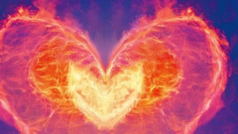 Heart shape in fire looping background | Stock Video | Pond5