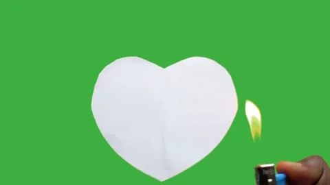 heart shape paper burning on croma close... | Stock Video | Pond5
