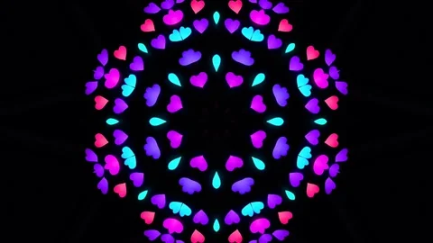 Heart shapes 4k kaleidoscope trippy anim... | Stock Video | Pond5