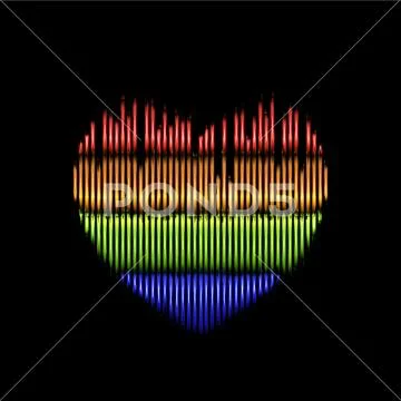 Heart vector black icon, Love symbol. Eq, equalizer scale in heart.: Royalty Free #140410578
