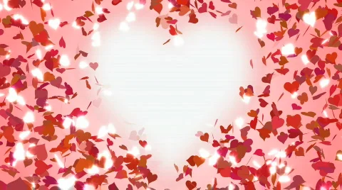 Hearts falling, glitter, animation, back... | Stock Video | Pond5