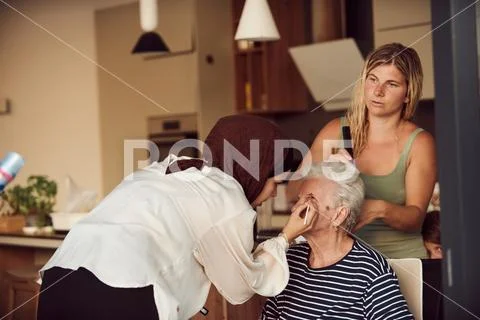 In this heartwarming real-life scene, a girl in a Stock Photo #252655665