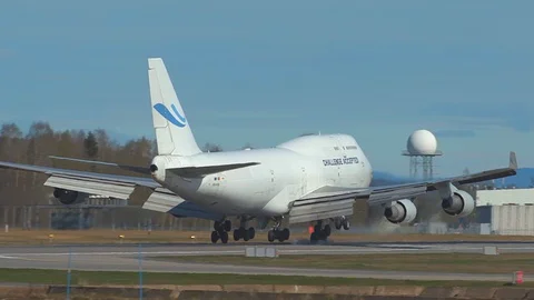 heavy cargo airplane boeing 747 belgium ... | Stock Video | Pond5