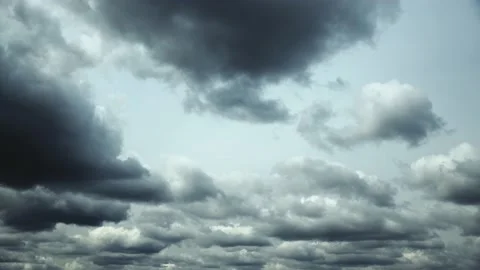 Heavy Dark Cloudy Rainy Sky With Fluffy ... | Stock Video | Pond5