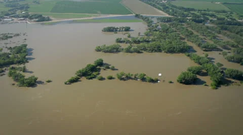 Heavy flooding natural disaster aerial | Stock Video | Pond5
