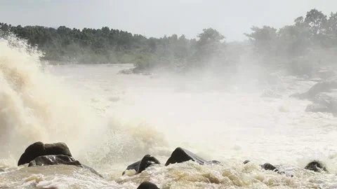 Heavy flow of water dropping off of wate... | Stock Video | Pond5