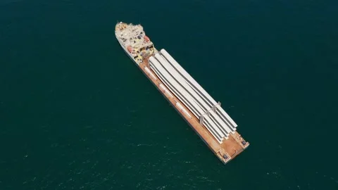 Heavy load carrier ship loaded with Elec... | Stock Video | Pond5