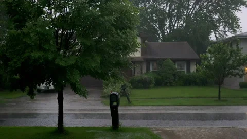 Heavy rain, with loud thunder and lightn... | Stock Video | Pond5