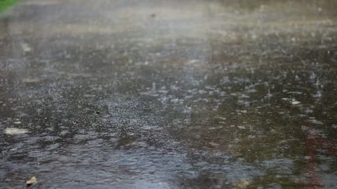 Heavy Rain On Road In The Parking 02 | Stock Video | Pond5