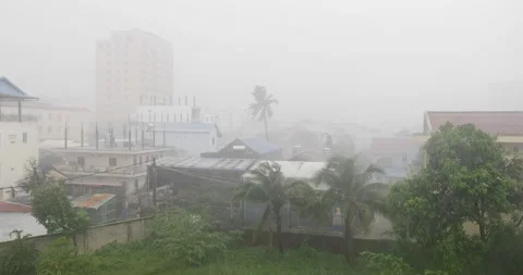 heavy rainfall and gusty wind over house... | Stock Video | Pond5