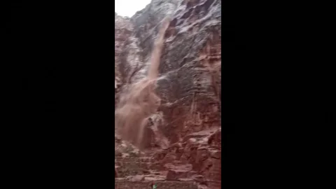 Heavy rainfall creates waterfalls in anc... | Stock Video | Pond5