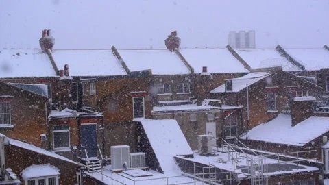 Heavy snow in English town in February 2... | Stock Video | Pond5
