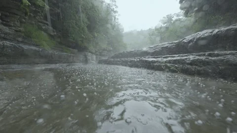 heavy storm with intense rain and ice fa... | Stock Video | Pond5