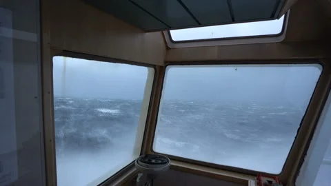 Heavy storm. Sea view from bridge wing. ... | Stock Video | Pond5