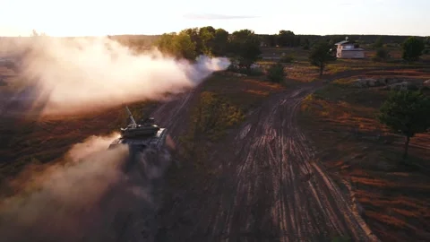 Heavy tanks in the field | Stock Video | Pond5