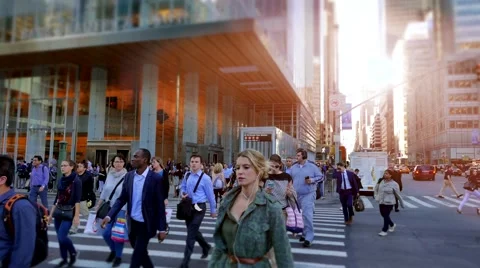 hectic rush hour in the city. crowd of p... | Stock Video | Pond5