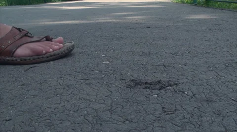 Heel Sinking In Asphalt, Summer Heat, Me... | Stock Video | Pond5