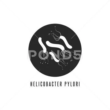 Helicobacter pylori logo gastric bacterium medical round icon with text ...