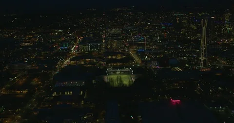 Helicopter Aerial View Seattle Center Do... | Stock Video | Pond5