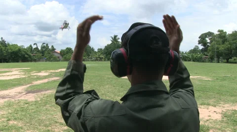 HELICOPTER AIRCRAFT MARSHALLING VISUAL H... | Stock Video | Pond5