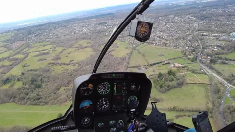Helicopter Cockpit view inside turning t... | Stock Video | Pond5
