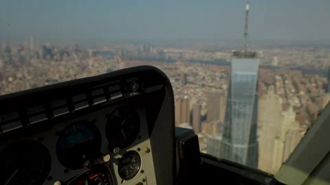 Helicopter cockpit with view New York Ci... | Stock Video | Pond5