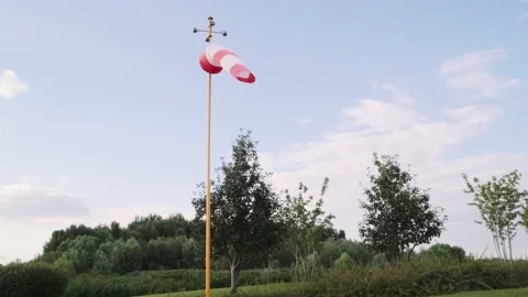 Helipad with red and white windsocks. Me... | Stock Video | Pond5