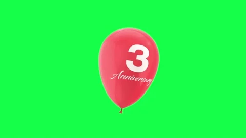 Helium Balloon with Number 3. Green Back... | Stock Video | Pond5