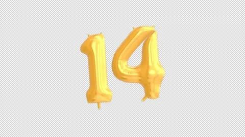 Helium Gold Balloon with Number - 14. Lo... | Stock Video | Pond5