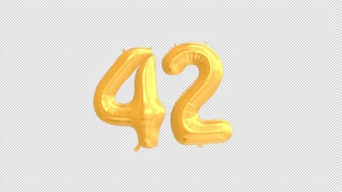 Helium Gold Balloon with Number - 42. Lo... | Stock Video | Pond5
