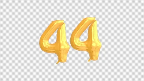 Helium Gold Balloon with Number - 44. Lo... | Stock Video | Pond5