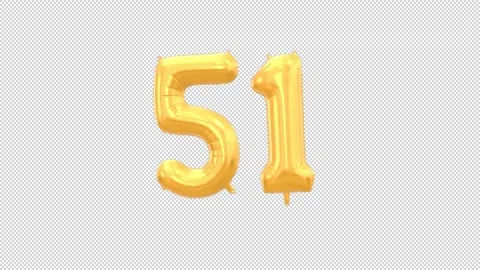 Helium Gold Balloon With Number 51. Loop... | Stock Video | Pond5