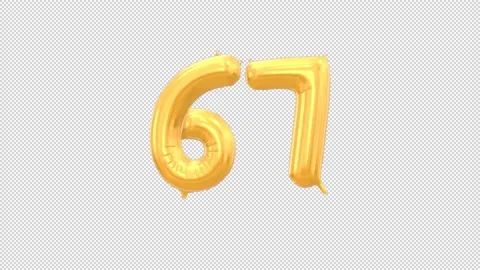 Helium Gold Balloon With Number 67. Loop... | Stock Video | Pond5
