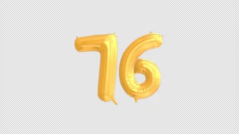 Helium Gold Balloon With Number 76. Loop... | Stock Video | Pond5