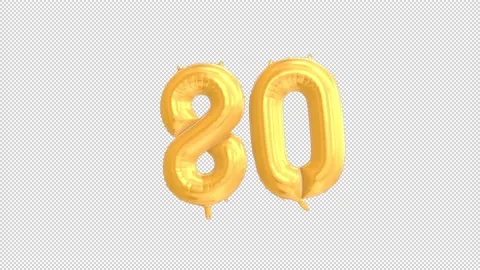 Helium Gold Balloon With Number 80. Loop... | Stock Video | Pond5