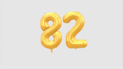 Helium Gold Balloon With Number 82. Loop... | Stock Video | Pond5