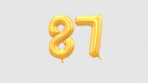 Helium Gold Balloon With Number 87. Loop... | Stock Video | Pond5