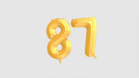 Helium Gold Balloon With Number 87. Loop... | Stock Video | Pond5