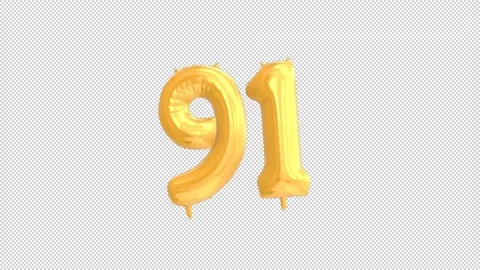 Helium Gold Balloon With Number 91. Loop... | Stock Video | Pond5