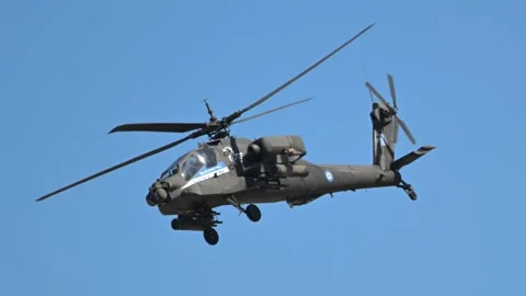 Hellenic Army AH-64 Apache helicopter at... | Stock Video | Pond5
