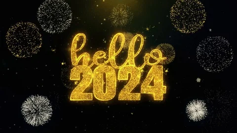 Hello 2024 New Year Text Wish on Gold Pa... | Stock Video | Pond5