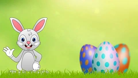 Hello saying animated cute bunny cartoon... | Stock Video | Pond5