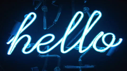 Hello text, neon light flickering loop b... | Stock Video | Pond5