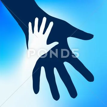 Helping Hands Child. Illustration on blue background for design ...