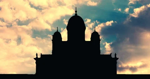 The Helsinski Cathedral clouds with sun ... | Stock Video | Pond5