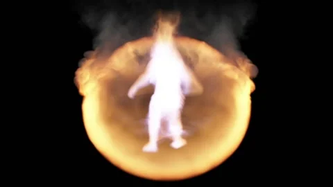 The hemisphere of fire rotates towards t... | Stock Video | Pond5