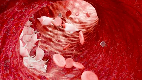Hemostasis. Red blood cells and platelet... | Stock Video | Pond5