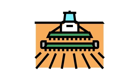 hervesting machine color icon animation | Stock Video | Pond5