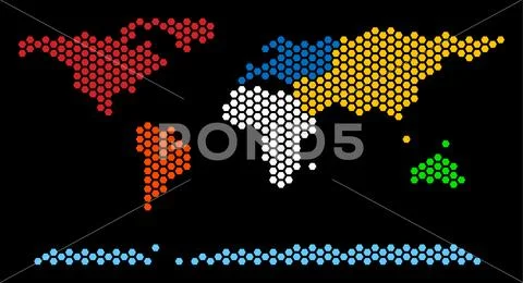Hex Tile World Continent Map: Royalty Free #89734610