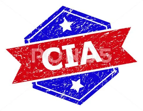 Hexagon Bicolor CIA Watermark with Grunge Surface: Royalty Free #153942610